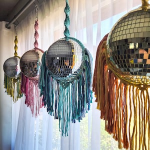 Disco Fringe Ball- Macrame Disco Hanger - Fringe Ball -disco Ball ...