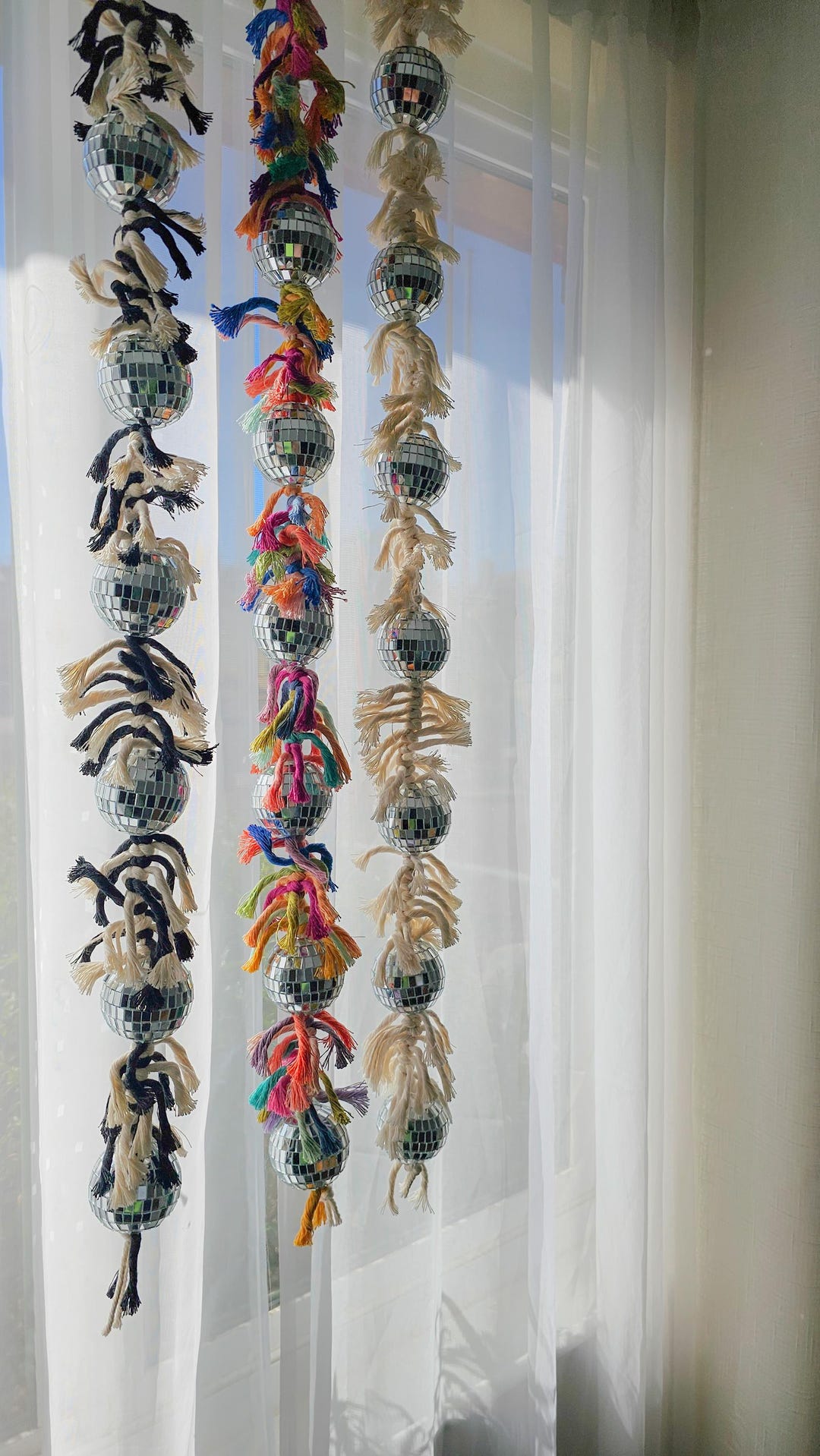 Disco Suncatcher - Vertical Garland - Macrame Garland - - Etsy
