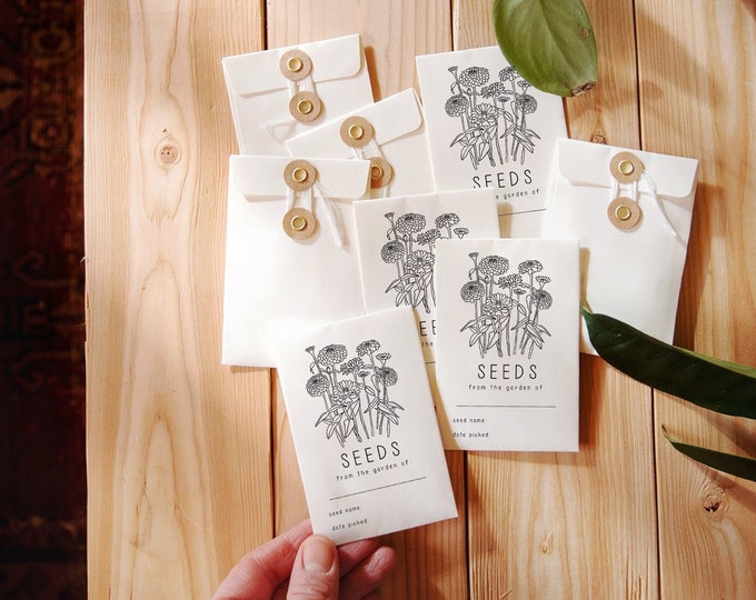 Zinnia Seed Stamp, Custom Seed Packet Stamp, Cut Flowers Seed Stamp ...