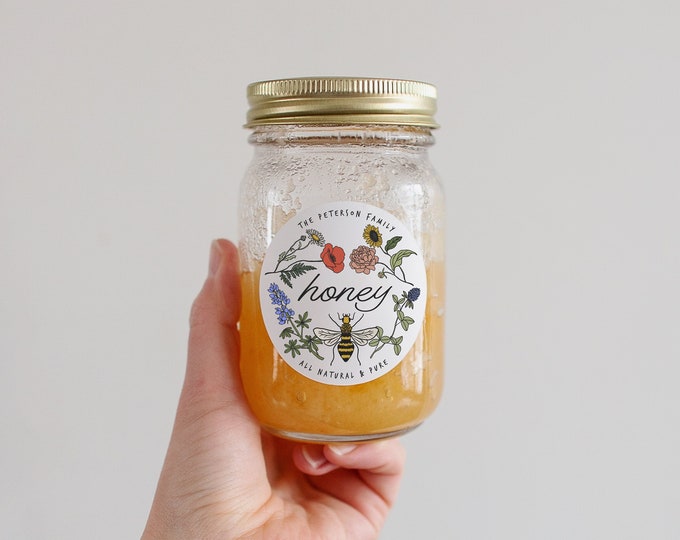 PRINTED STICKERS, Custom Honey Labels, Poppies Honey Sticker, Honey ...