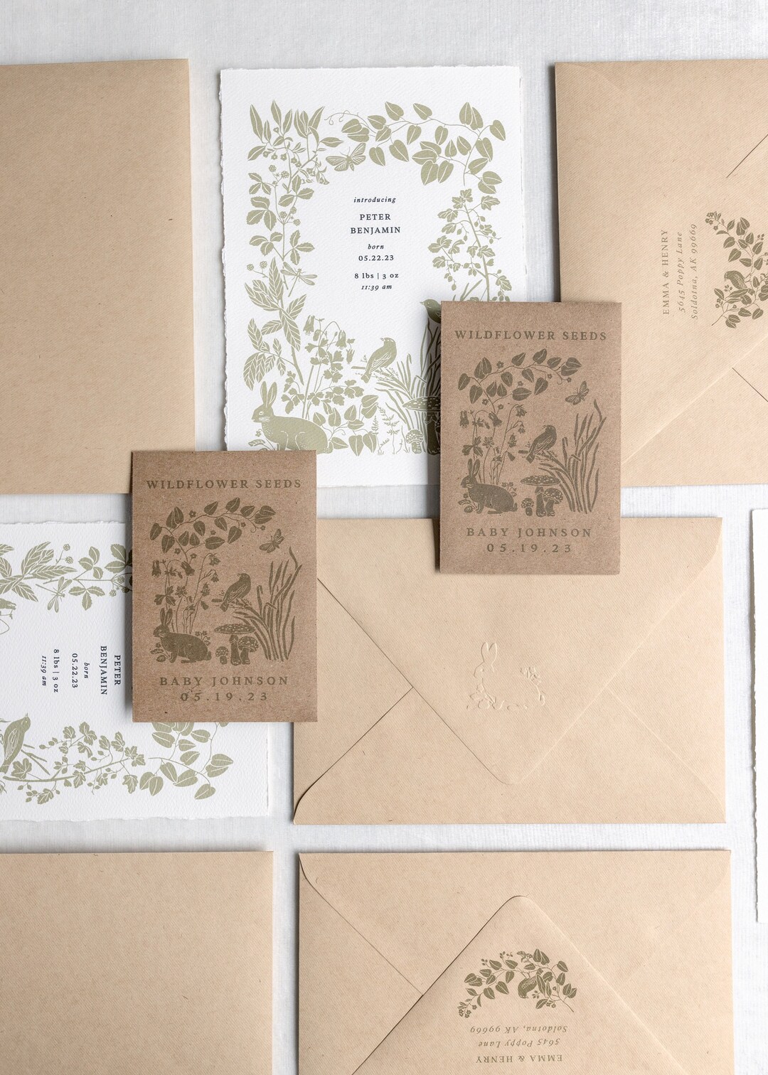 Custom Seed Envelopes Baby Shower Envelopes Bunny and Birds - Etsy