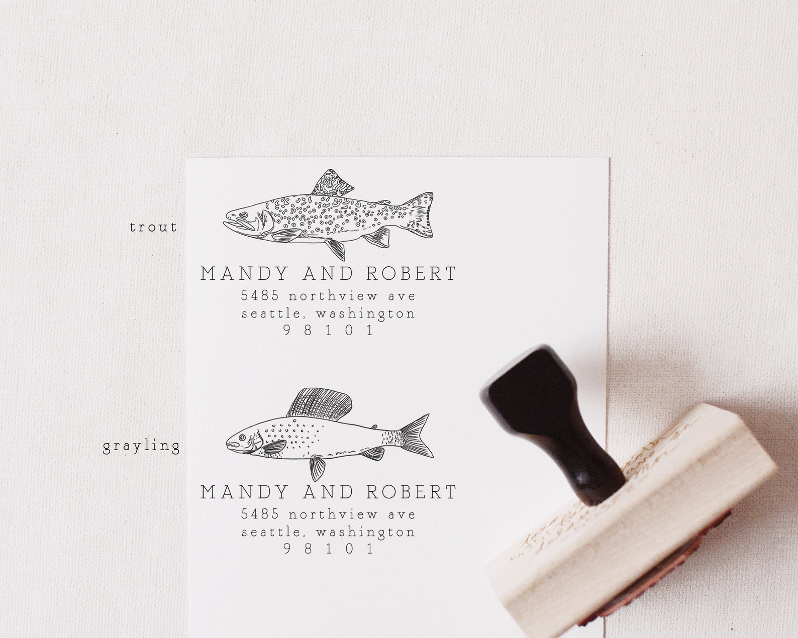 Fly Fishing Address Stamp Custom Trout Stamp Minimalist | Etsy