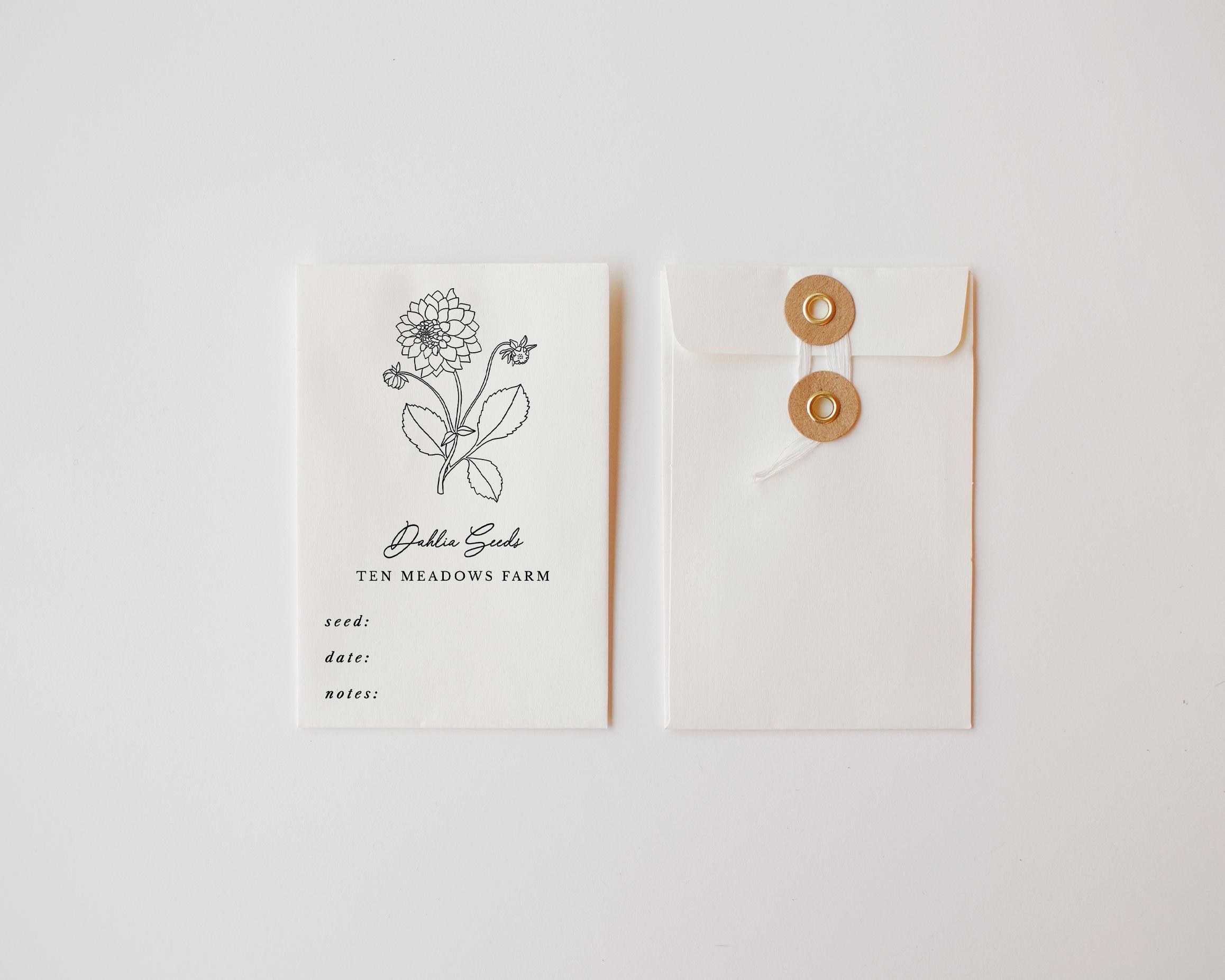 Dahlia Seed Packet Stamp, Seed Labeling Stamp, Simple Floral Seed Stamp ...
