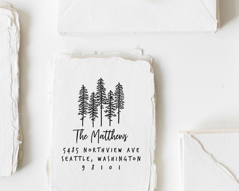 Trees Return Address Stamp Custom Pine Tree Stamp | Etsy