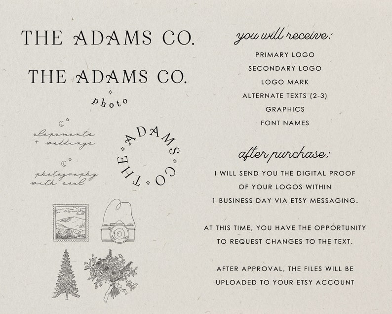 Photography Branding Primary and Secondary Logos Logo | Etsy