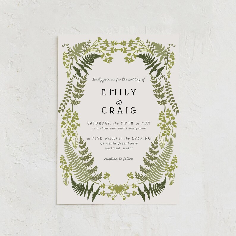 FERN SERIES Woodland Ferns Invitation Whimsical Fern - Etsy