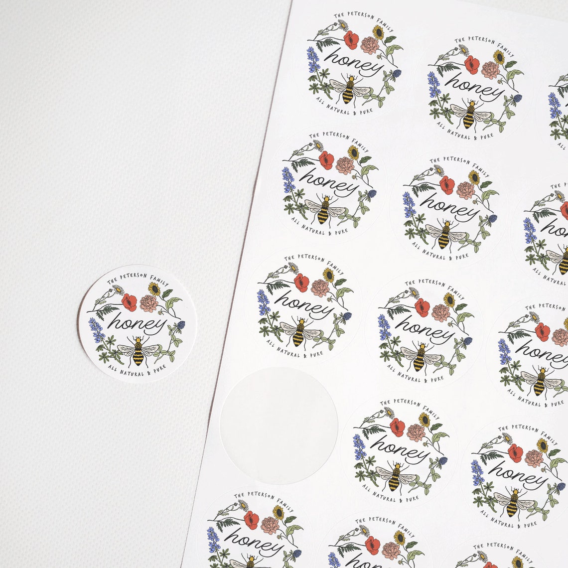 PRINTED STICKERS Custom Honey Labels Poppies Honey Sticker - Etsy