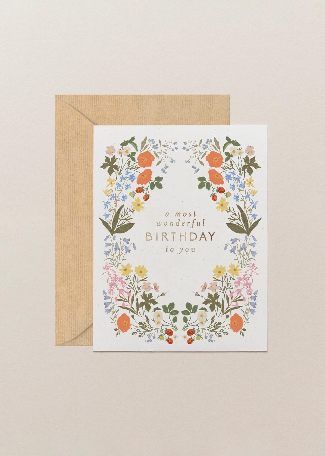 FOIL Spring Birthday | Greeting Card, Wildflowers With Gold Foil, A ...