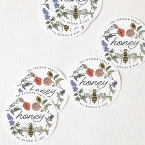 PRINTED STICKERS Custom Honey Labels Poppies Honey Sticker - Etsy