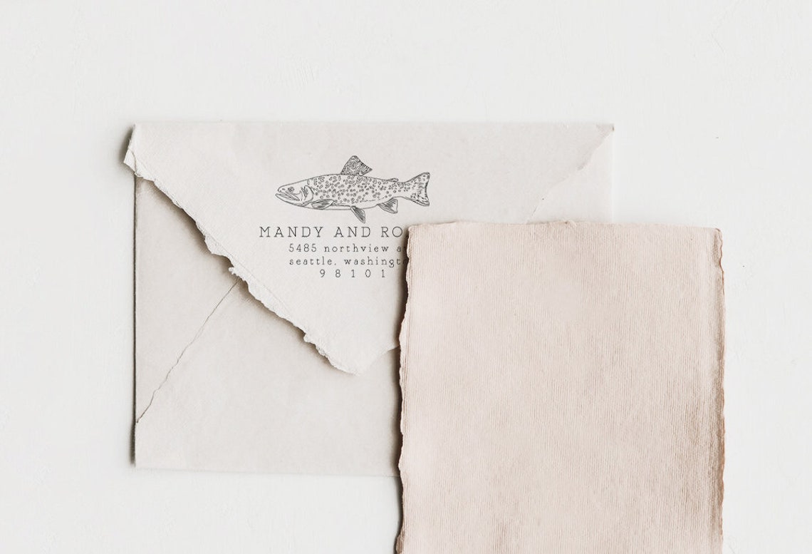 Fly Fishing Address Stamp Custom Trout Stamp Minimalist | Etsy