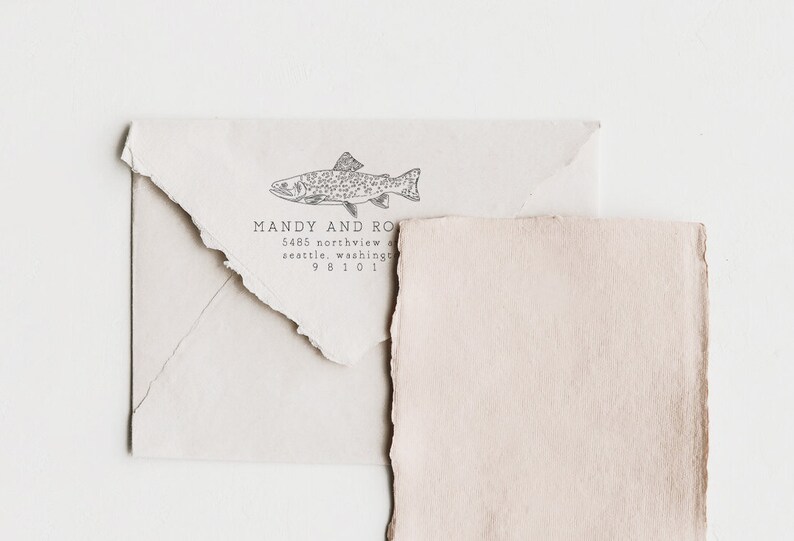 Fly Fishing Address Stamp Custom Trout Stamp Minimalist | Etsy