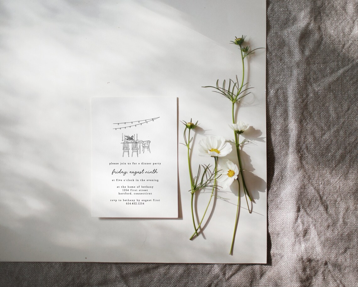 Dinner Party Invitation | Minimalist Dinner Party | Simple Party ...