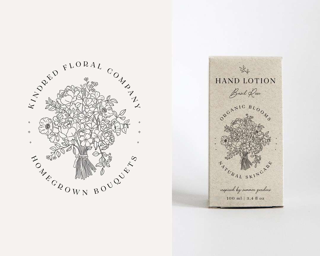 FLORA | Oval With Flowers, Cut Flowers Logo, Wildflower Bouquet ...