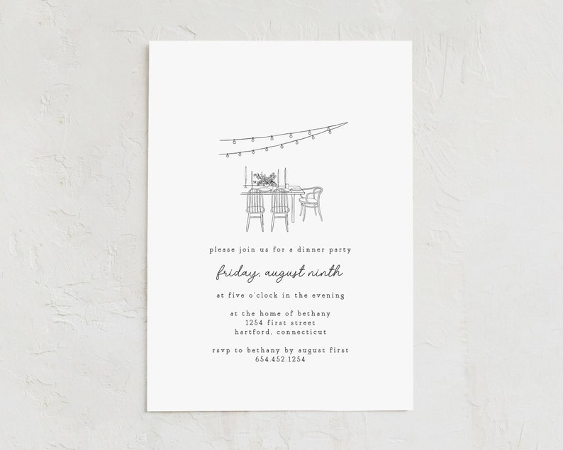 Dinner Party Invitation Minimalist Dinner Party Simple | Etsy