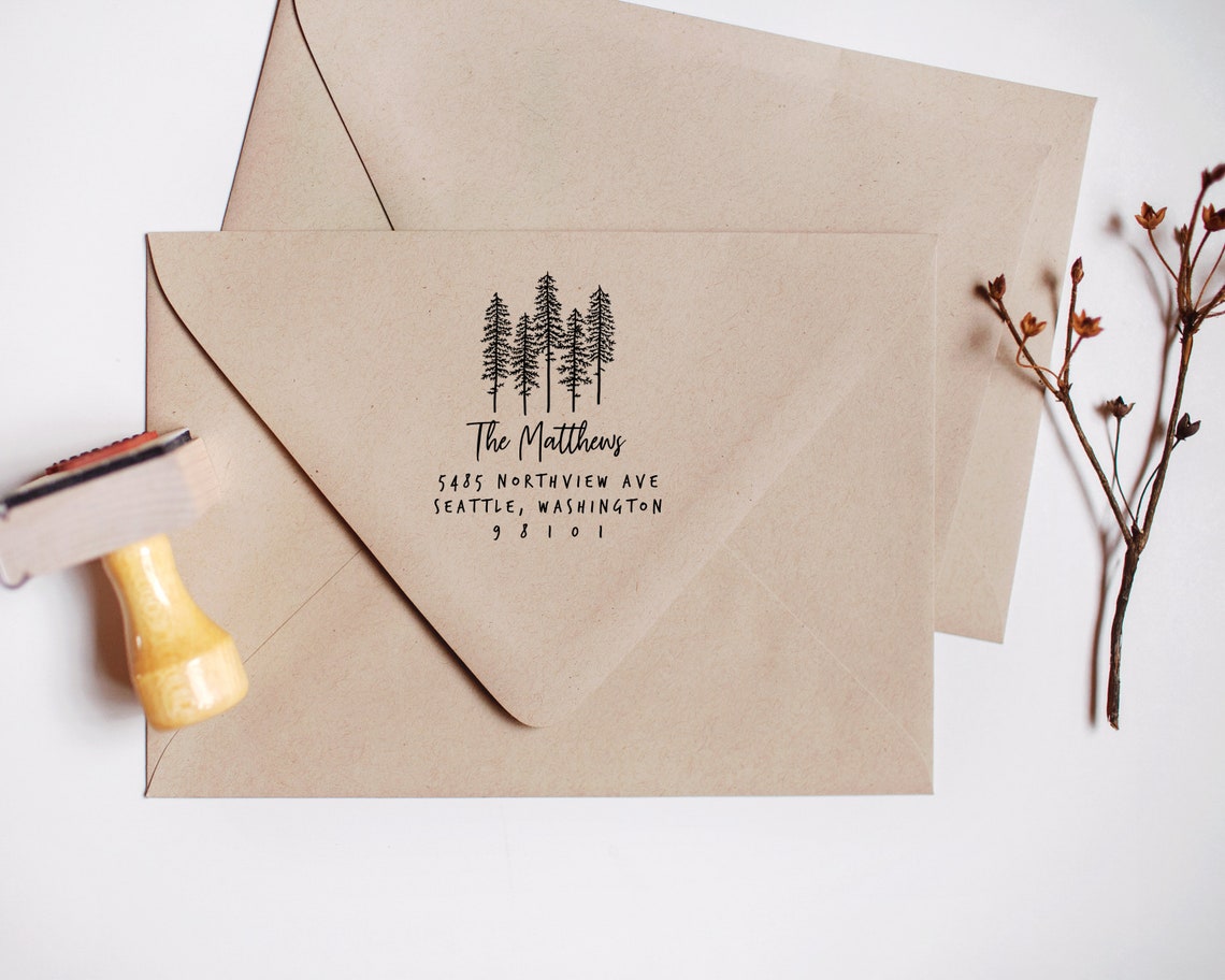Trees Return Address Stamp Custom Pine Tree Stamp | Etsy