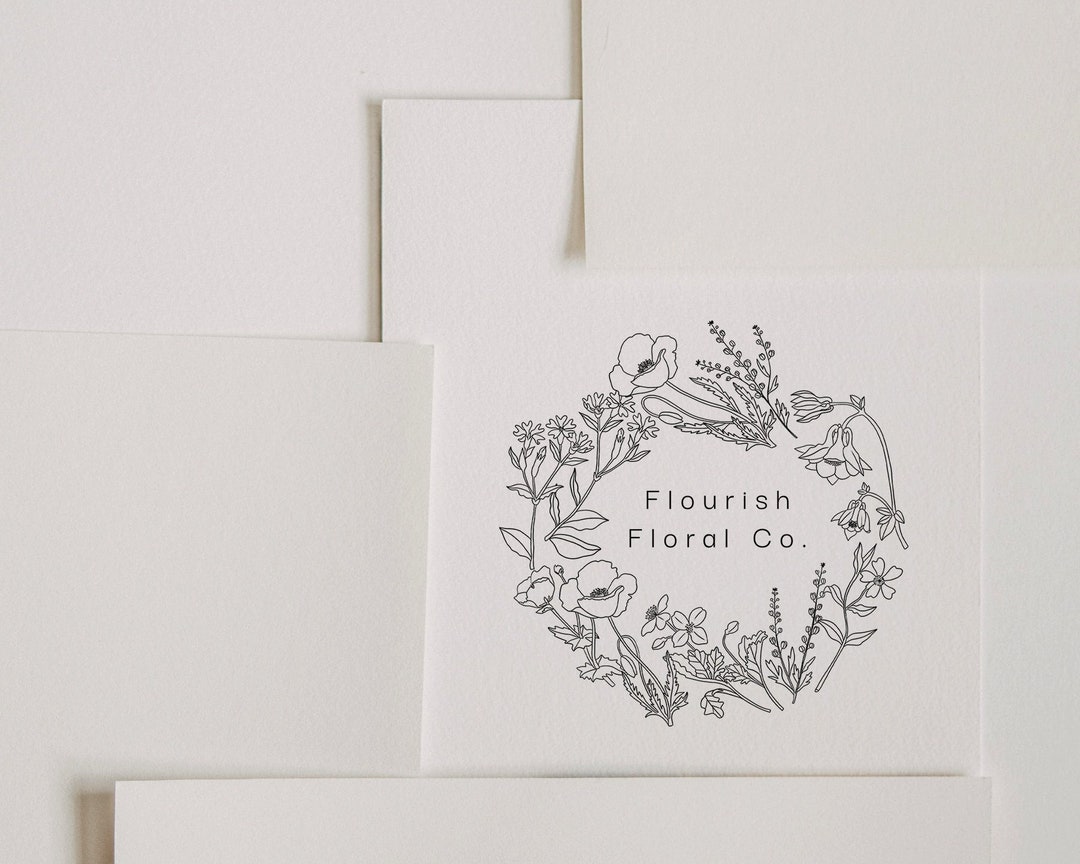 Flower Shop Logo, Floral Business Stamp, Stamp for Bouquets, Farmers ...