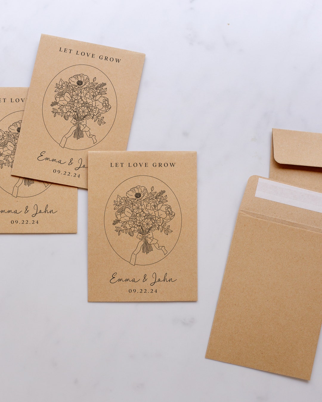 Let Love Grow Seed Envelopes, Wildflower Seeds Envelopes, DIY Wedding ...