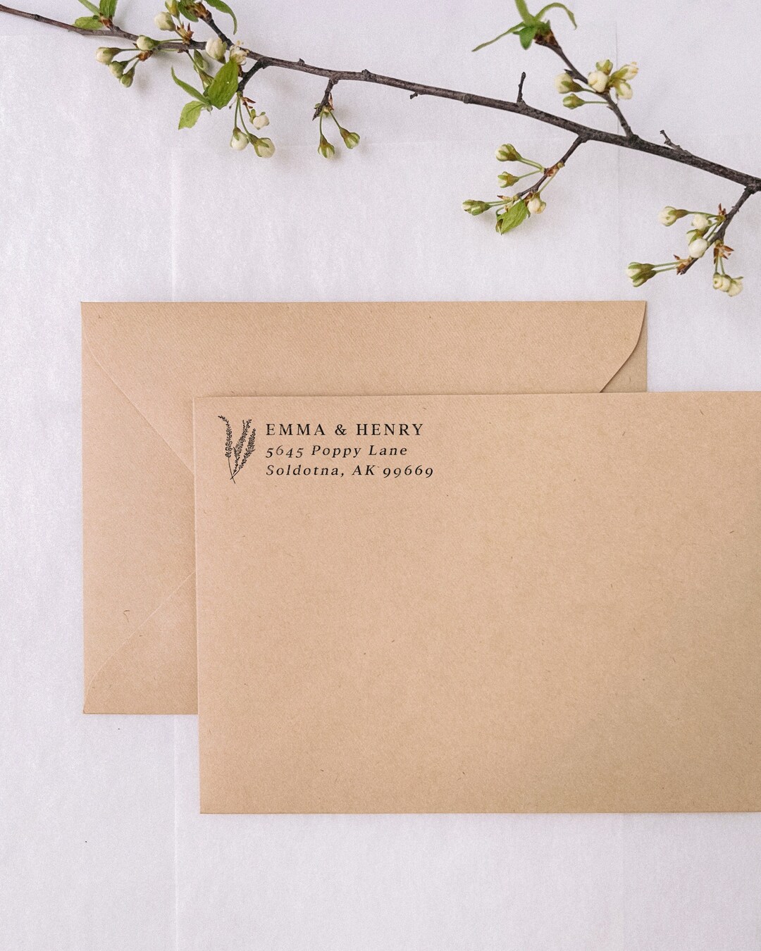 Heather Flower Return Address Stamp, Heather Flower Stamp, Greenery ...
