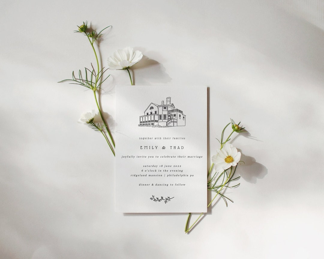 Custom Venue Wedding Invitation, Custom Wedding Drawing, Custom Wedding ...
