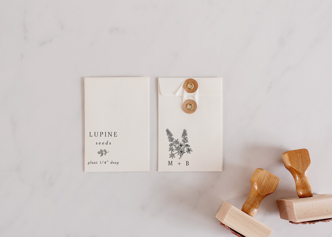 Lupine Seeds Stamp Set, Custom Wedding Favor, Wildflower Wedding ...