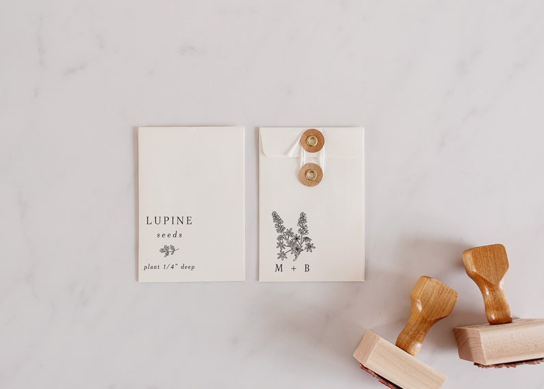 Lupine Seeds Stamp Set, Custom Wedding Favor, Wildflower Wedding ...