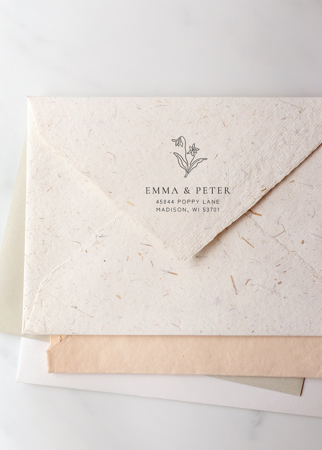 Lily Address Stamp, Minimalist Floral Address Stamp, Custom Return ...