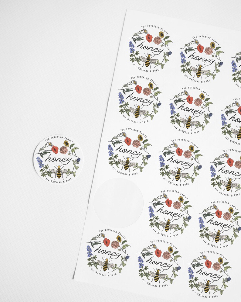 PRINTED STICKERS Custom Honey Labels Poppies Honey Sticker - Etsy