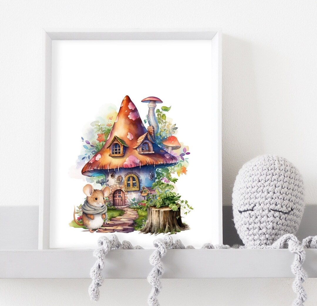 Woodland Mouse Print Cute Nursery Decor Mouse Nursery Art Wild Mouse ...