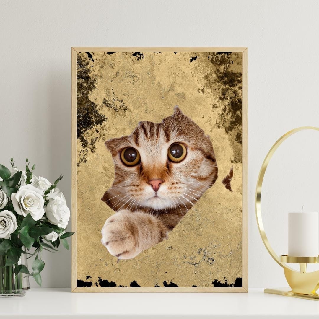 Cheeky Cat Wall Art Print, Kitty Wall Decor, Cat Lovers Gift, Pet Cat ...