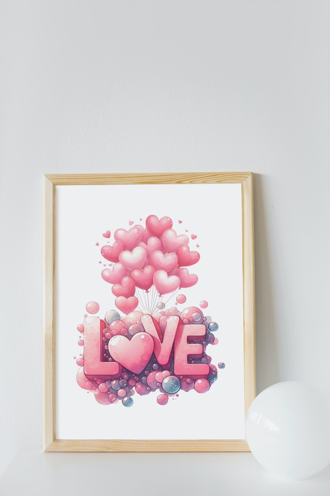 Pink Balloons Wall Art Love Print Valentine's Day Gift Pink Balloon ... Pink Balloons Wall Art Love Print Valentine's Day Gift Pink Balloon ...