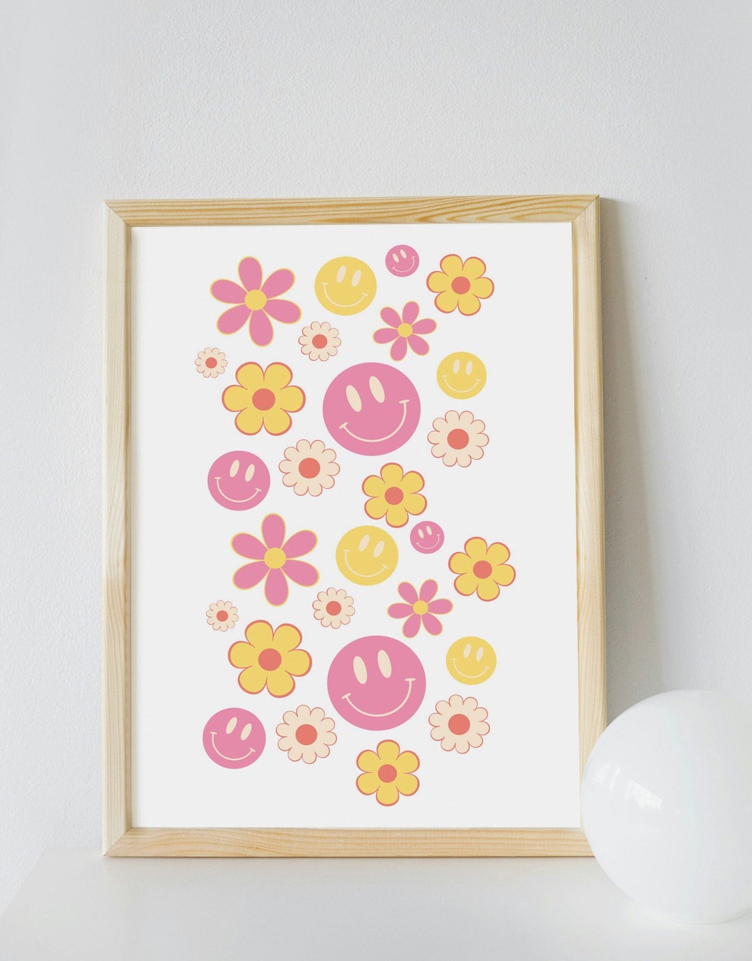 Groovy Floral Wall Art, Retro Flower Print, Flower Power Print, Y2K ...