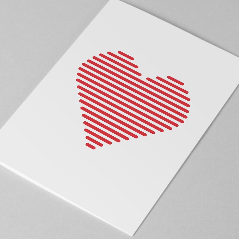 Printable Valentines Day Card With Red Heart, Anniversary Card, Instant ...