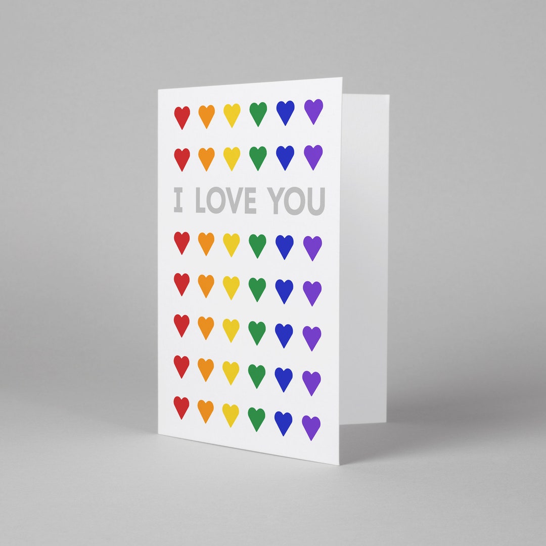 Printable Valentines Day Card, I Love You Rainbow Heart, Anniversary ...