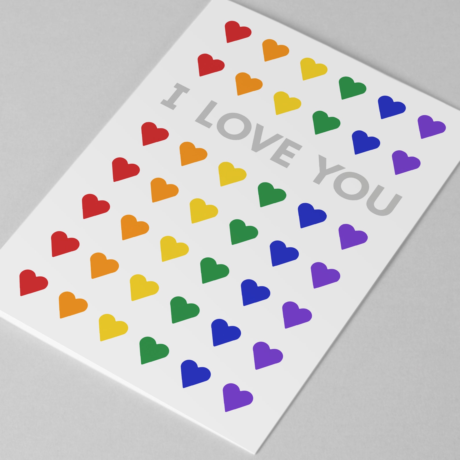 Printable Valentines Day Card, I Love You Rainbow Heart, Anniversary ...