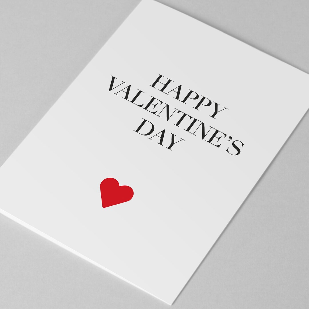 Printable Valentines Day Card With Red Heart, Digital Download, Instant ...