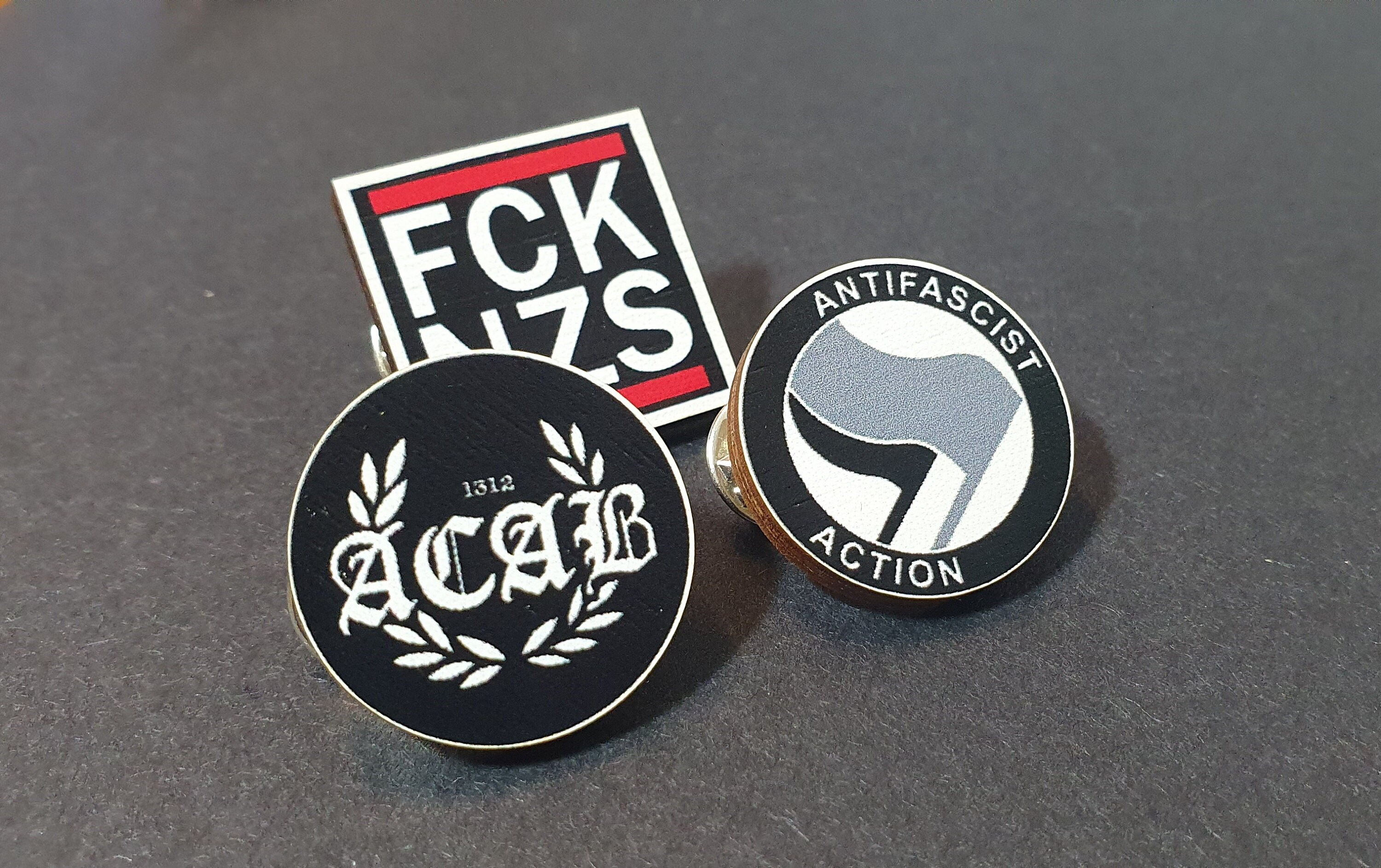 Antifascist Acab Fck Nzs Wooden Pin Bundle. | Etsy