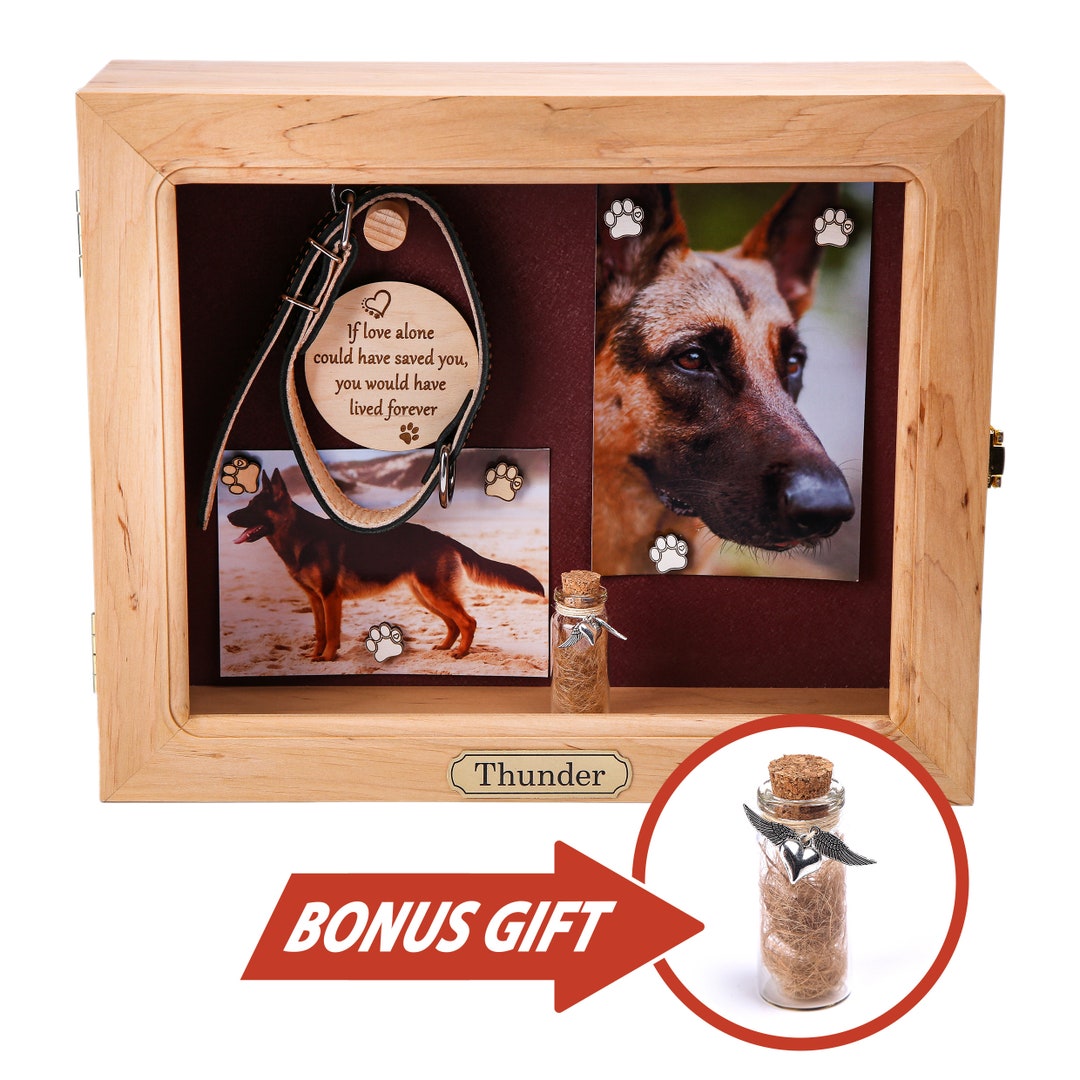 Custom Wooden Deep Shadow Box Dog Memorial Frame, Dog Memory Box, Pet ...