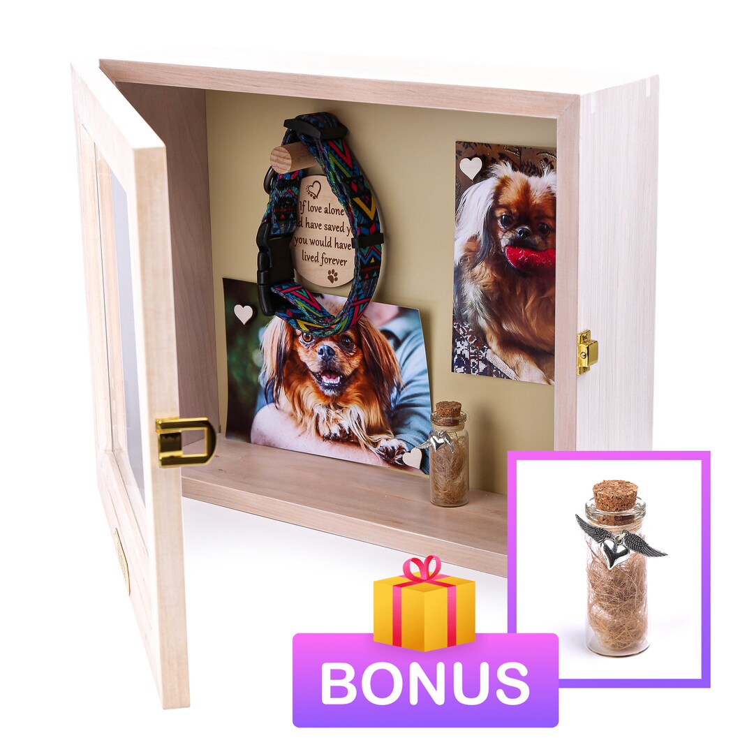 Custom Deep Shadow Box Dog Memorial Frame, Pet Hair Memorial, Dog ...