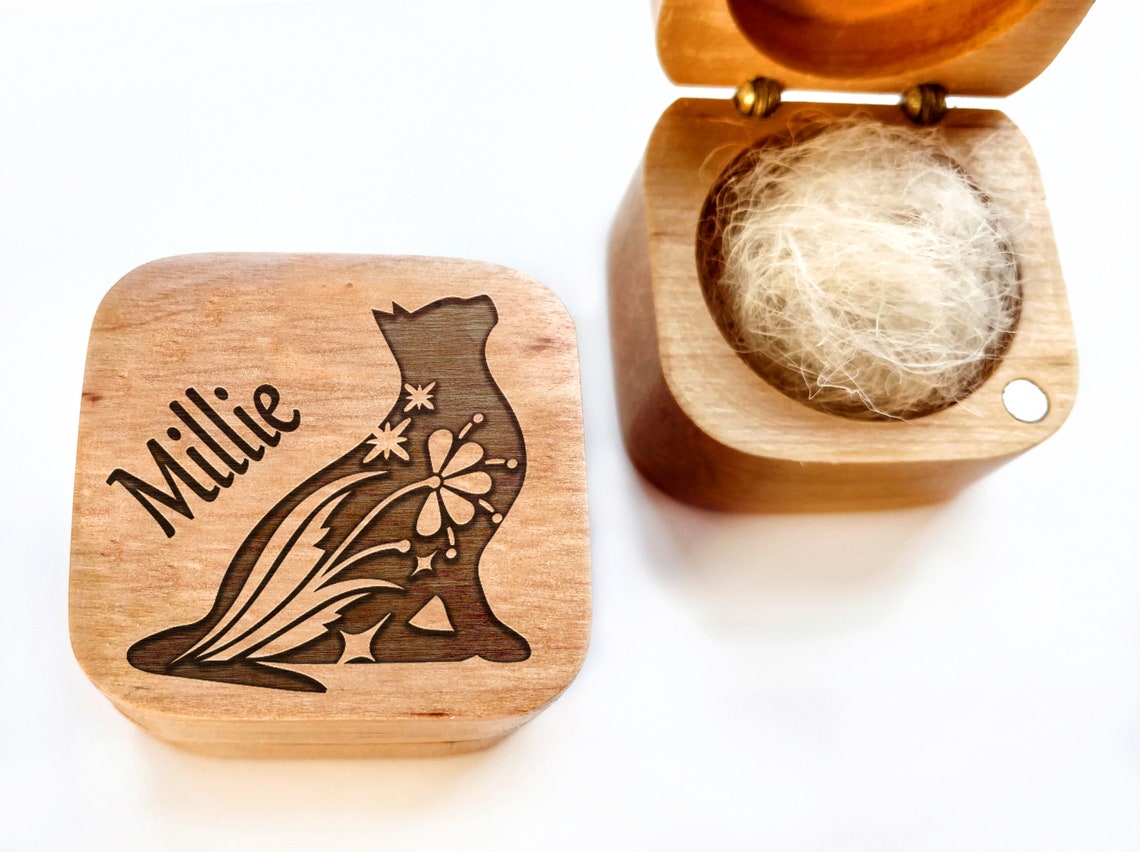 Small wooden box Dog groomer gift Pet fur keepsake box | Etsy