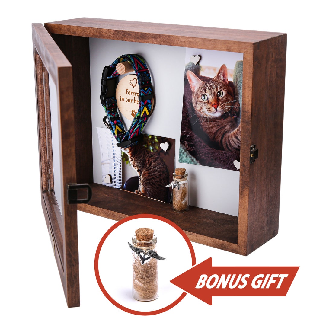 Custom Wooden Pet Shadow Box Deep, Cat Memorial Frame, Personalized Pet ...