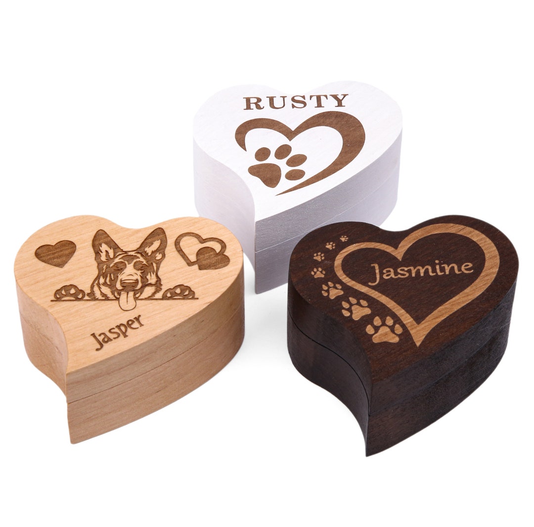 Dog Hair Keepsake Custom Wooden Box, Pet Hair Locket Memory Engraved ...