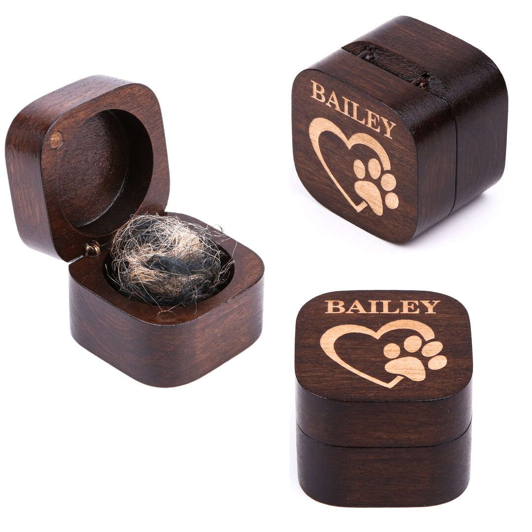 Pet Hair Small Keepsake for Lost Pet, Pet Paw Print Wooden Keepsake Box ...