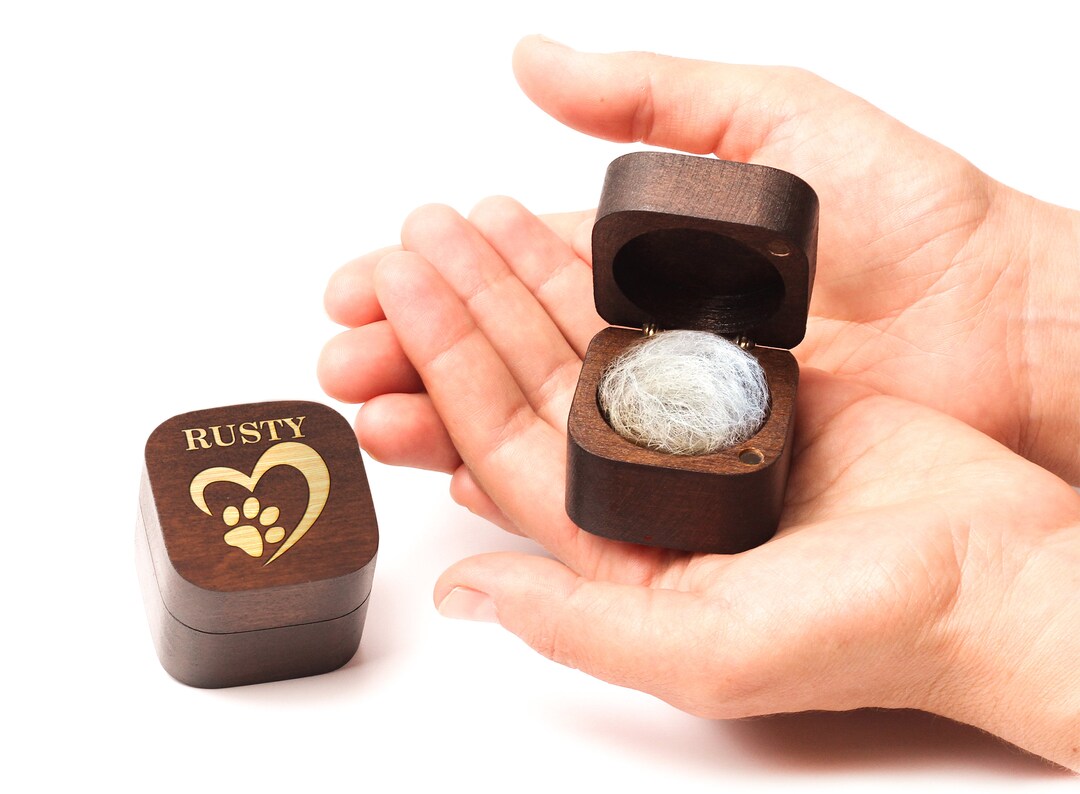 Custom Wooden Box Dog Hair Keepsake, Pet Hair Locket Memory Keepsake ...