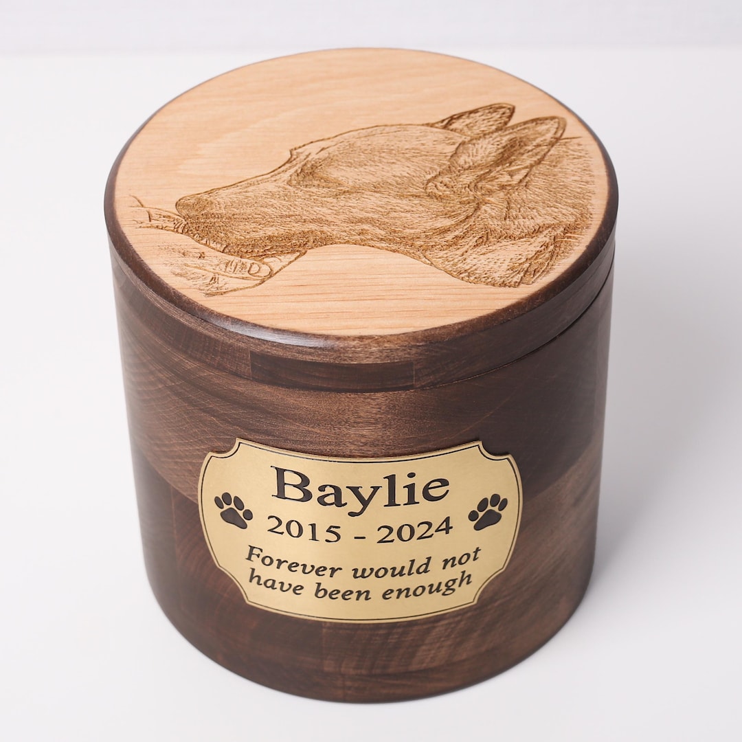 Personalized Wooden Pet Urn for Dog Ashes With Engraved Photo Unique ...