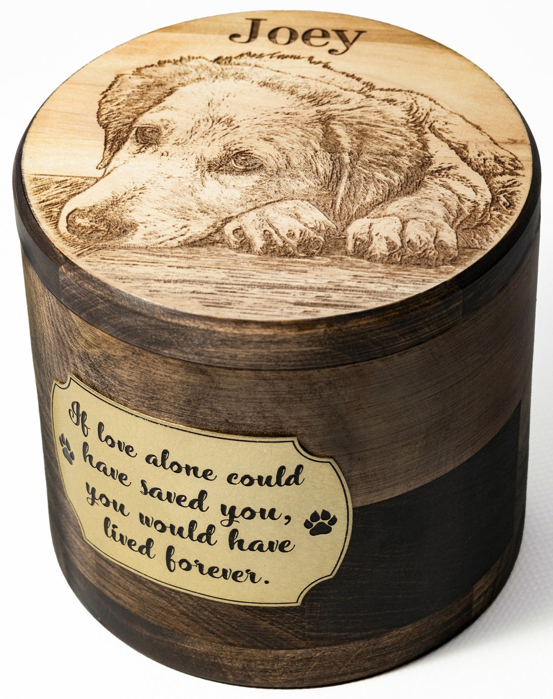Wooden Dog Ashes Box, Pet Memorial Personalized Urn With Engraved ...