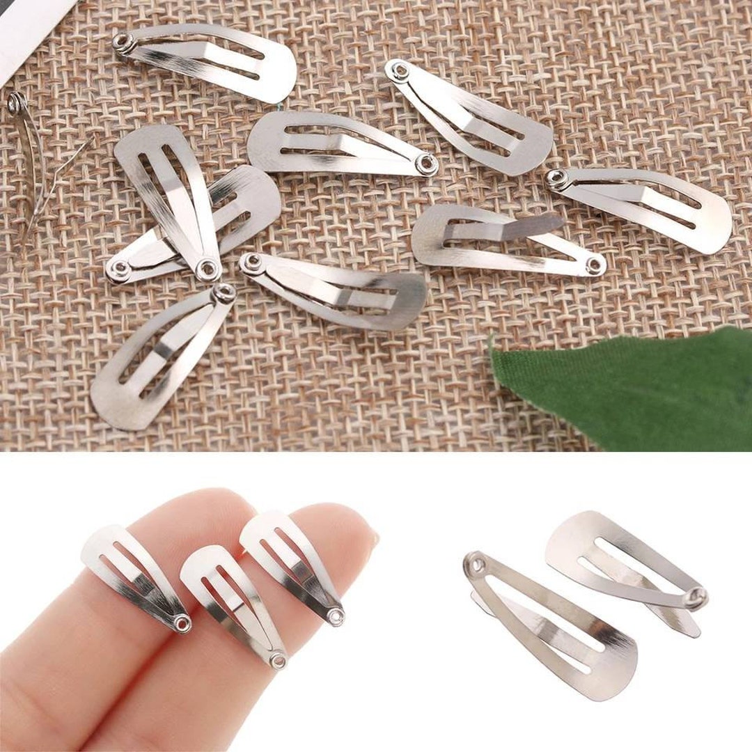 Mini HAIR CLIPS 2cm Snap Metal Silver Dolls Small Size Girls Little ...