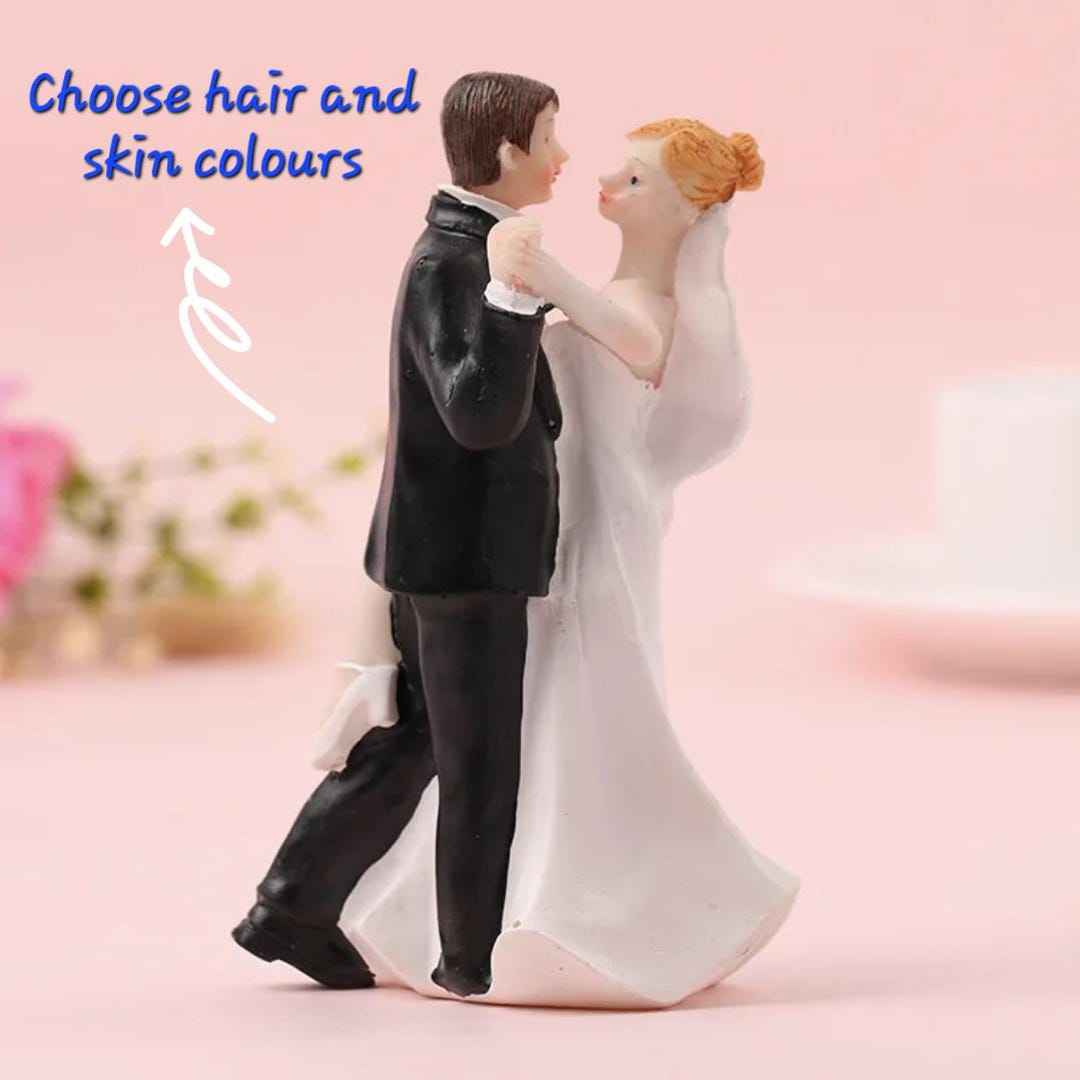 Personalised Bride and Groom Cake Topper Miniature Figures Wedding ...