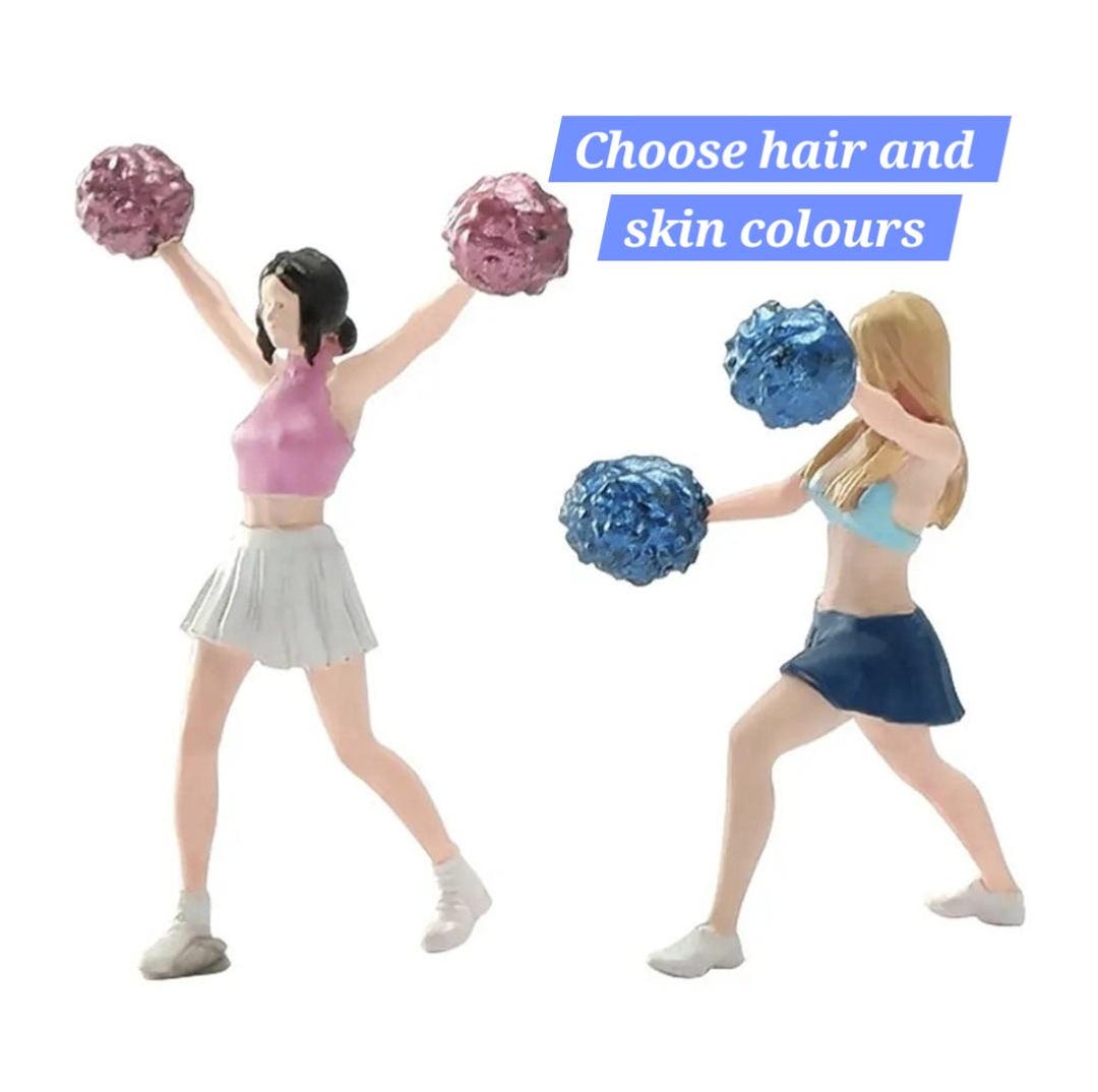 Cheerleader Cheerleading Girl Model Woman 1:64 Scale Model Pompoms Pom ...