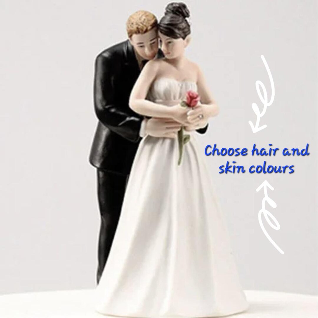 Personalised Bride and Groom Cake Topper Miniature Figures Wedding ...
