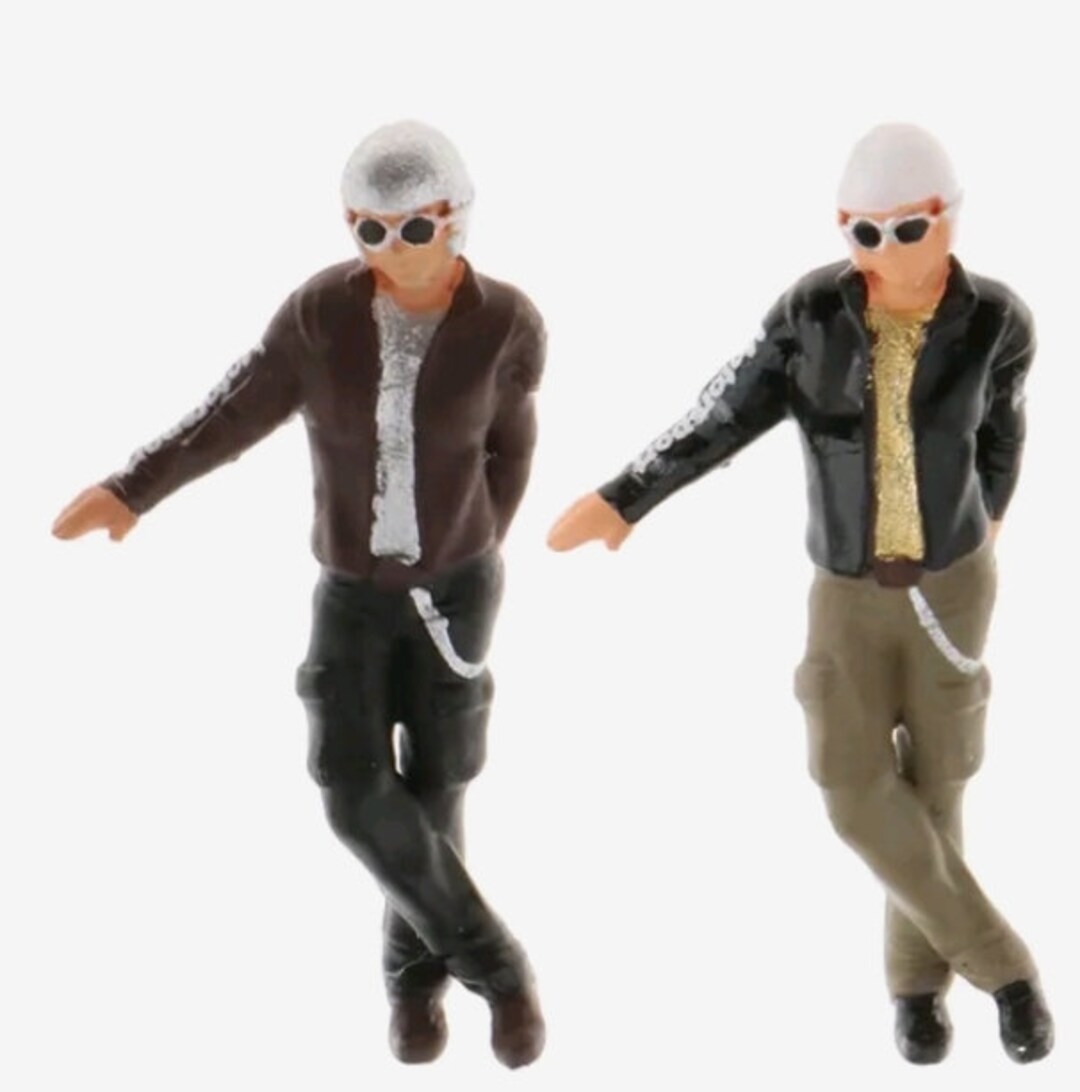 Miniature Biker Figure Pilot 1:64 Scale Model Man With Leather Jacket ...